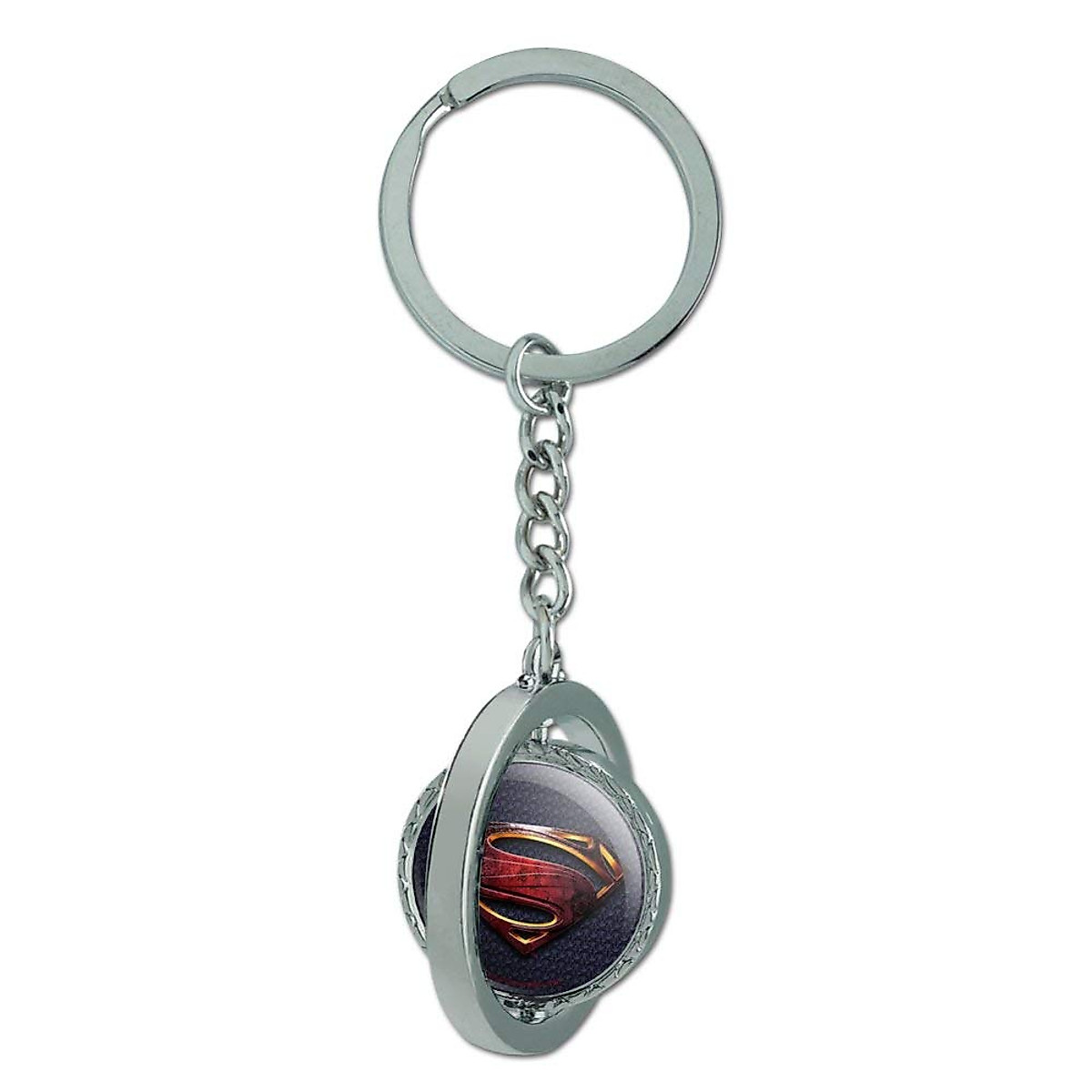 GRAPHICS & MORE Justice League Movie Superman Logo Keychain Spinning Round Chrome Plated Metal