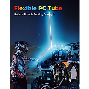 KEMIMOTO 5FT 2PCS LED Whip Lights with Spring Bases for UTV ATV, 22 Modes 21 Colors 5 Brightness 10 Speed IP67 Waterproof Wireless Control, compatible with Can Am Maverick X3 Polaris RZR Kawasaki SxS
