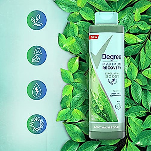 Degree Body Wash and Soak Post-Workout Recovery Skincare Routine Exfoliating Tea Tree + Epsom Salt + Electrolytes Bath and Body Product, 22 Fl Oz (Pack of 4)