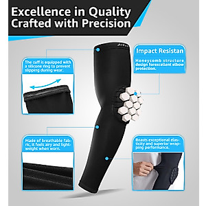 HiRui Elbow Pads Elbow Brace, Basketball Shooter Sleeves Arm Compression Sleeve Collision Avoidance Elbow Pad for Cycling Football Volleyball Baseball, Youth Adult Women Men ((Pair) Black, L)