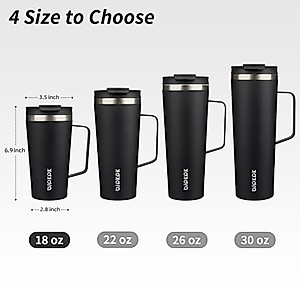 BJPKPK Insulated Tumbler with Handle, 18oz Insulated Tumblers with Lid and Straw, Stainless Steel Metal Water Bottles, Coffee Travel Mugs, Cups, Black