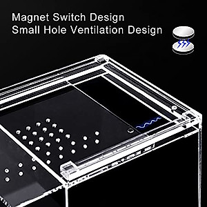 NANEEZOO Magnetic Acrylic Case, 2.9x2.9x6 Inch Nano Arboreal Tarantula Enclosure Reptile Habitat Terrarium Breeding Box for Spider Scorpion Sling Isopods Lizards Invertebrates Insect Mantis