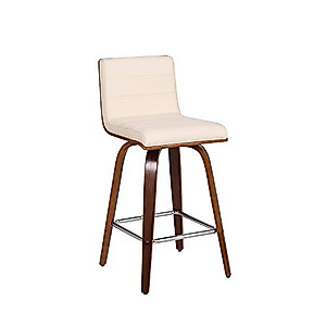 Armen Living Vienna Counter Height Bar Stool Kitchen and Dining, 26" Cream/Walnut, More color/size option