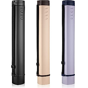3 Pcs Extendable Poster Tubes Expand from 24.5'' to 40'' with Shoulder Strap Plastic Blueprint Holder Documents Telescoping Storage Tube for Art Drawings Drafting, Black, Beige, Violet