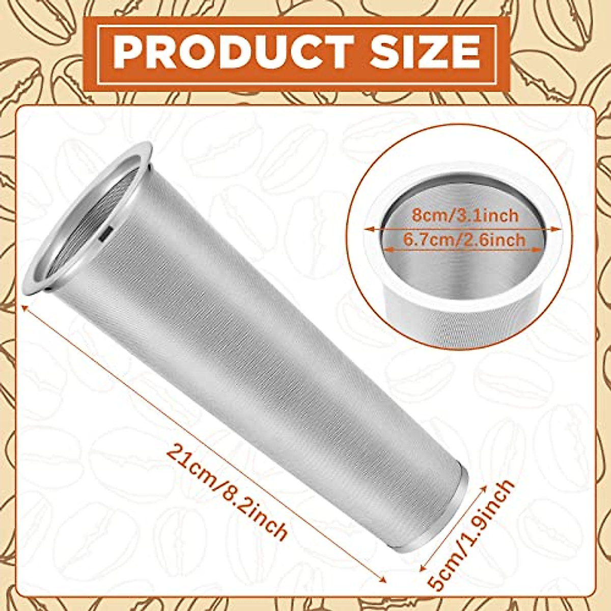 3 Pieces Cold Brew Coffee Filter 2 Quart Stainless Steel Filter Coffee Tea Infuser Coffee Strainer Mason Canning Jar Mesh Coffee Filter for Wide Mouth Mason Canning Jar and Iced Tea Maker