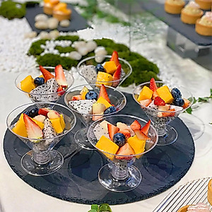 TOFLEN 40 Pack Plastic Martini Glasses 5 Oz Mini Dessert Cups with Spoons Reuasble Cocktail Shooters Clear Short Stem Shot Glasses for Party Wine, Desserts and Appetizers