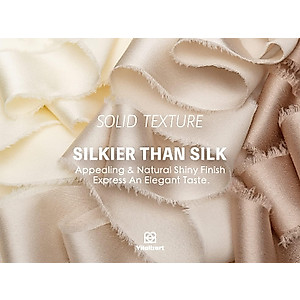 Vitalizart Silk Satin Ribbon 1-1/2 inch x 15 Yard with Wooden Spool Champagne & Nude Handmade Frayed Ribbons for Gift Wrapping Baby Shower Wedding Bridal Bouquets Holiday Decor