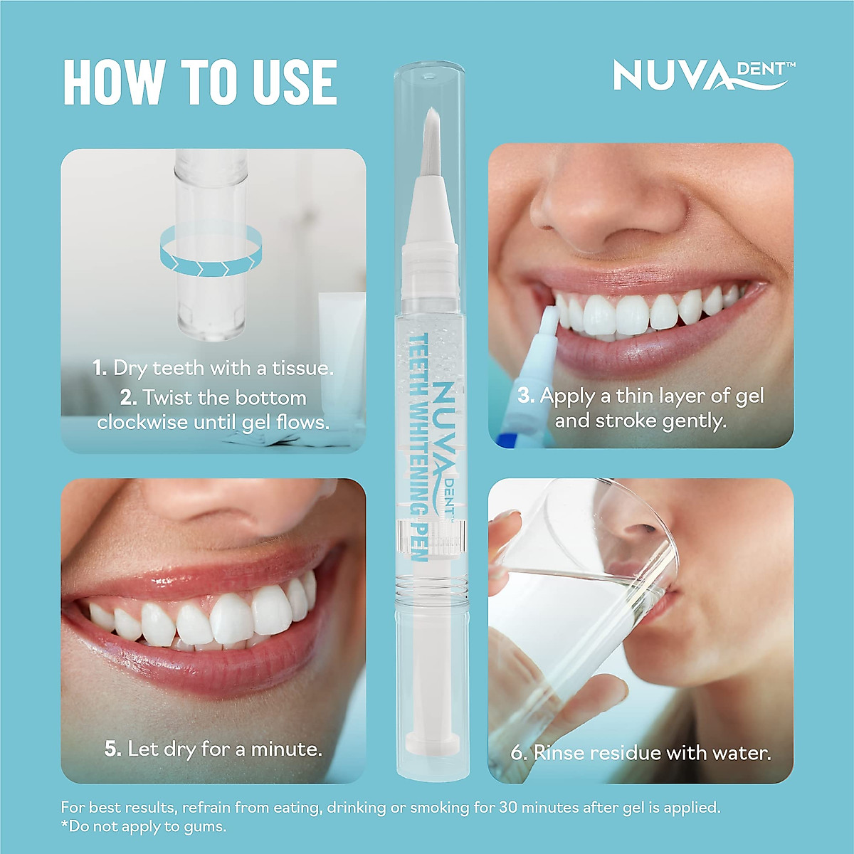 Nuva Dent Sensitive Teeth Whitening Pens - Tooth Whitening Pens Made in USA - 35% Carbamide Peroxide Whitening Gel Teeth Stain Remover - Teeth Whitener, Blanqueador de Dientes Profesional (3 Pcs)
