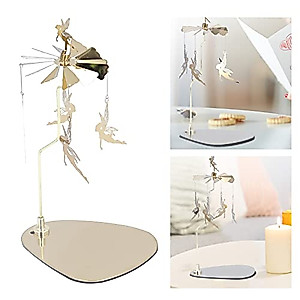 Garosa Round Triangular Tray Rotating Candlestick Scented Candle Romantic Revolving Lantern Table Rotating Candle Holder Spinning Candle Holder for Home Decoration Party(Little Fairy)