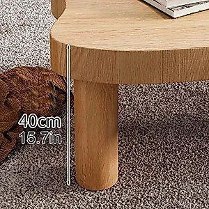 Cloud Shape Irregular Wood Coffee Table,Round Corner Thicken End Table,Cute Accent Modern Coffee Cocktail Table with 3 Legs for Living Room Furniture(27.5" Lx18 Wx16 H, White)
