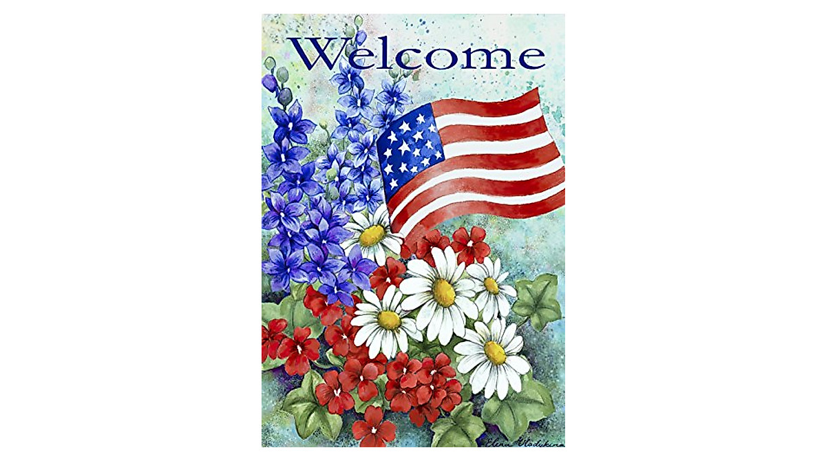 Toland Patriotic Welcome Flag 12x18 Inches - Durable Outdoor Decor