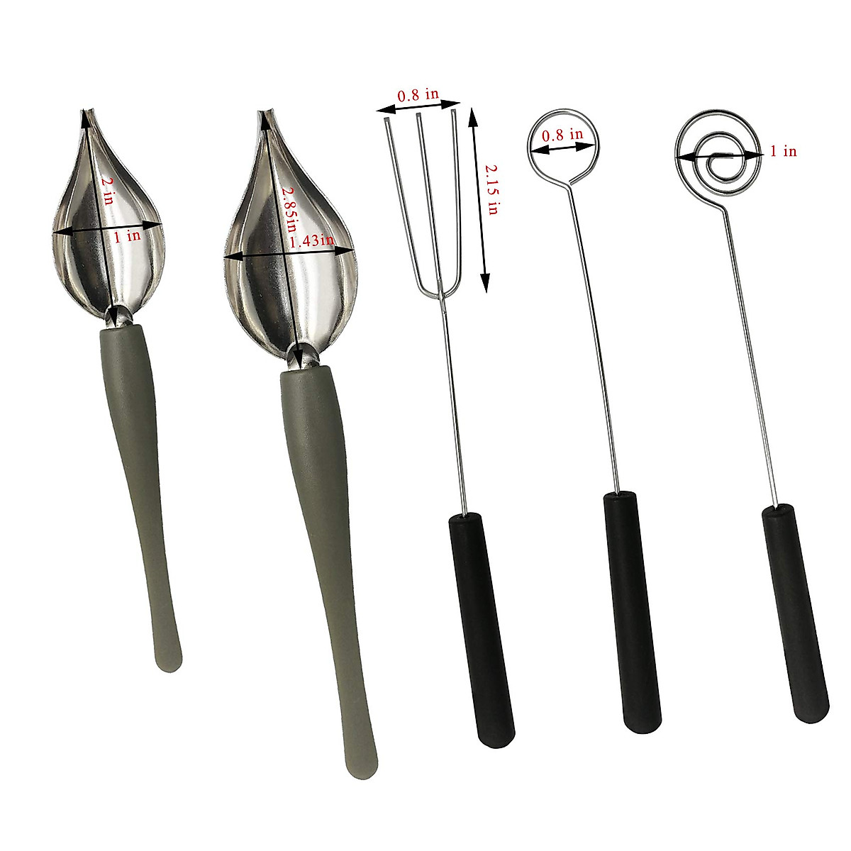 2 pcs Drawing Decorating Spoon Set,3 Pcs Candy Dipping Tools Chocolate Dipping Fork Spoons Set Stainless Steel Chef Art Pencil Spoons Plated Decoration Spoons for Decorative Plates, Cake, Coffee