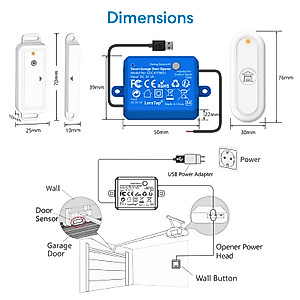 LoraTap Smart Garage Door Opener with Wireless Remote, Alexa & Google Assistant Compatible, Real-Time Alerts, Easy Installation