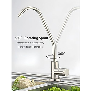 Drinking Water Faucet,Easy to Install Lead-Free Sink RO Faucet,Water Filter Faucet for Kitchen Bar Sink,Brushed Nickel SUS304 Reverse Osmosis Faucet