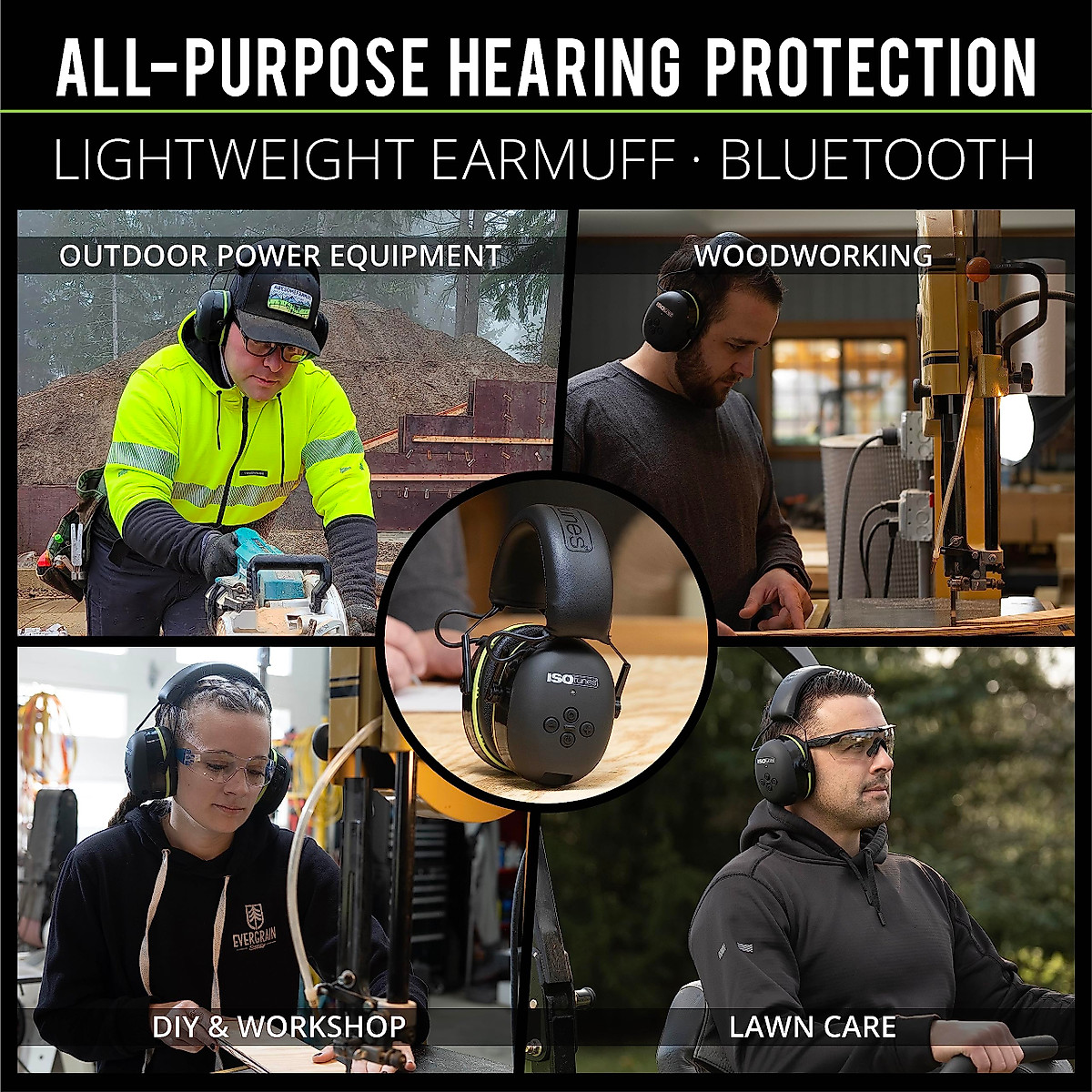 ISOtunes AIR DEFENDER Bluetooth Earmuffs: Comfortable Wireless unisex adult Hearing Protection with 40 Hour Battery Life
