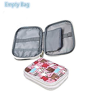 Katech Crochet Hooks Case Empty Zipper Bags Portable Travel Crochet Storage Bag Organizer with Web Pocket and Crochet Holder Slots for Carrying Various Crochets Needles (Pink)