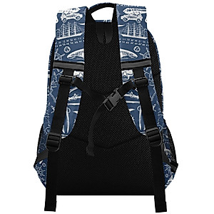 ALAZA Pirate Navy Blue Backpack for Students Boys Girls School Bag Travel Daypack