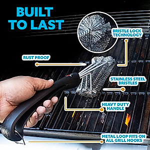 Kona 360 Clean Grill Brush - A Clean Grill in 30 Seconds Or Less - 18 inch Best BBQ Brush - Stainless Steel 3-in-1 Grill Cleaner for Effortless Cleaning