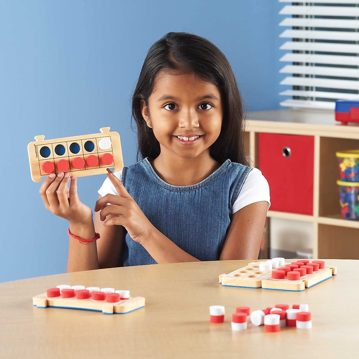 hand2mind Foam RekenRods Ten Frame Boards, Subitizing Math Games, Ten Frame Math Manipulatives, Counting Manipulatives, 10 Frame Math, Rekenrek for Kids Math (4 Ten Frames and 40 Math Counters)