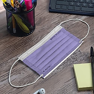 Ceybo ASTM Level 3 Disposable 4-Ply Face Mask - Made in USA Filtration Efficiency ≥ 98% For Travel, Offices, Business and Personal Care with Ear Savers (20 Pack, Lavender + Light Blue)