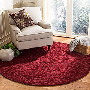 SAFAVIEH Total Performance Collection Accent Rug - 3' x 5', Ivory, Hand-Hooked Damask, Non-Shedding & Easy Care, Ideal for High Traffic Areas in Entryway, Living Room, Bedroom (TLP714F)