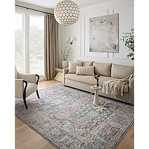 Loloi II Elysium Collection ELY-02 Graphite/Multi, Traditional 7'-6" x 9'-6" Area Rug