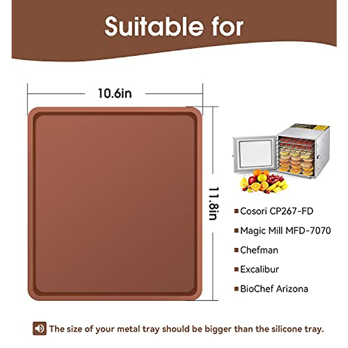 4 PCS Silicone Dehydrator mats with Edge, Fruit Roll Sheet Compatible with Cosori CP267-FD & Magic Mill, BPA-Free Silicone Tray Liners for Fruit Leather, Vegetables, Meat, Herbs and Liquid