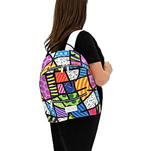 BRITTO Romero Vegan Leather Small Backpack, Colorful Landscape