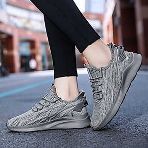 ZMBCYG Womens Running Shoes Tennis Shoes Lightweight Breathable Non Slip Walking Sneakers Grey Womens Size 8