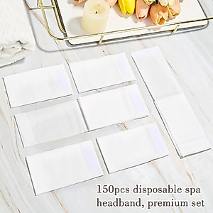 Sublaga 150 Count Disposable Headbands, White, Breathable Elastic Non-woven Fabric, Convenient for Facials, Esthetician Supplies, Salon, Day Spa, Hotel and Travel, Hairband for Women's Hair