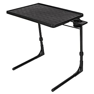 Table-Mate II Plus TV Tray Table - Folding TV Dinner Table, Couch Table Trays for Eating, Portable Bed Dinner Tray - Adjustable TV Table with 3 Angles, Cup Holder, Black
