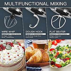 PHISINIC Stand Mixer, 5.8Qt Small Electric Food Mixer, 660W 6-Speed Tilt-Head Household Stand Mixer, Portable Lightweight Kitchen Mixer for Daily Use with Egg Whisk, Dough Hook,and Flat Beater