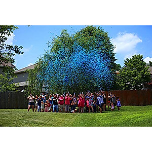 Gender Reveal Surprise Confetti Cannons, Set of 2, Blue for Baby Boy, 12 Inch, Biodegradable Confetti, Smoke-Free and Safe