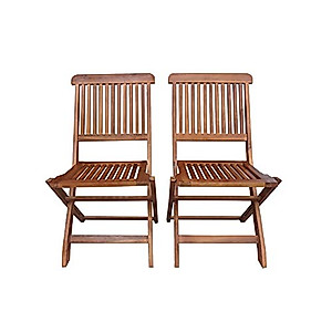 BTEXPERT Living Balcony Desk 4 Piece Patio Bistro Acacia Wood Folding Garden, Set of 4 Chairs