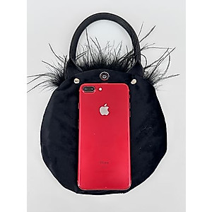 LVCOMEFF Women Ostrich Feather Purse Mini Handbag for Party Furry Casual Daily 2023 Bubblegum Color…