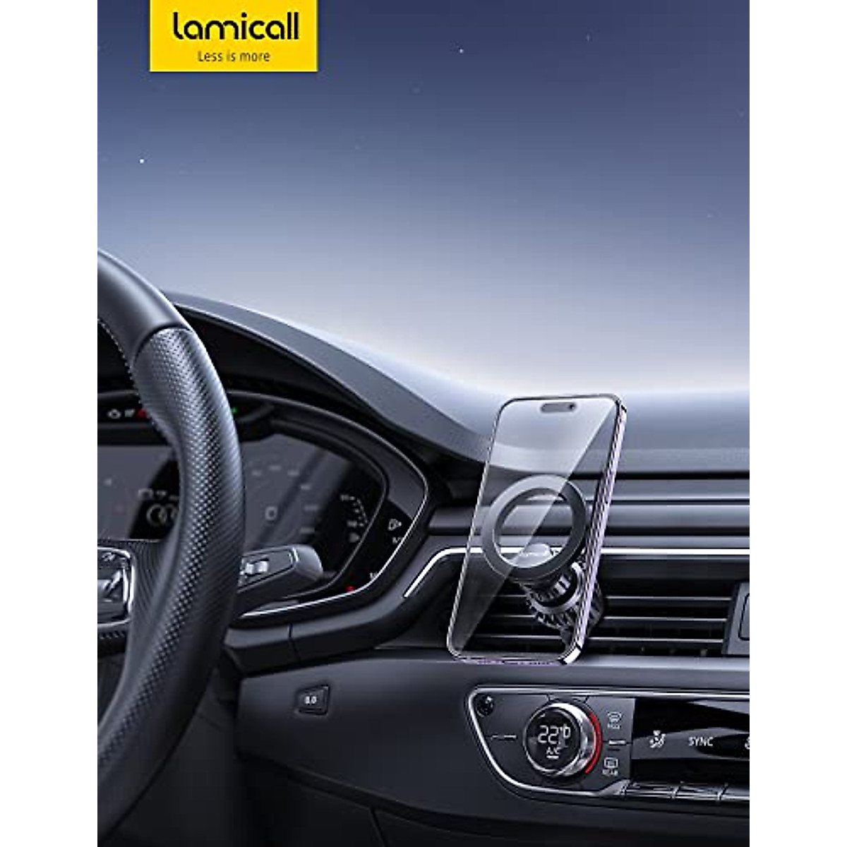 Lamicall Fits MagSafe Car Mount – [20 Super Magnets] Magnetic Car Phone Mount, Air Vent Cell Phone Holder Clip, MagSafe Accessories for iPhone 14 13 12 Pro Max Plus Mini & MagSafe Case & All Phones