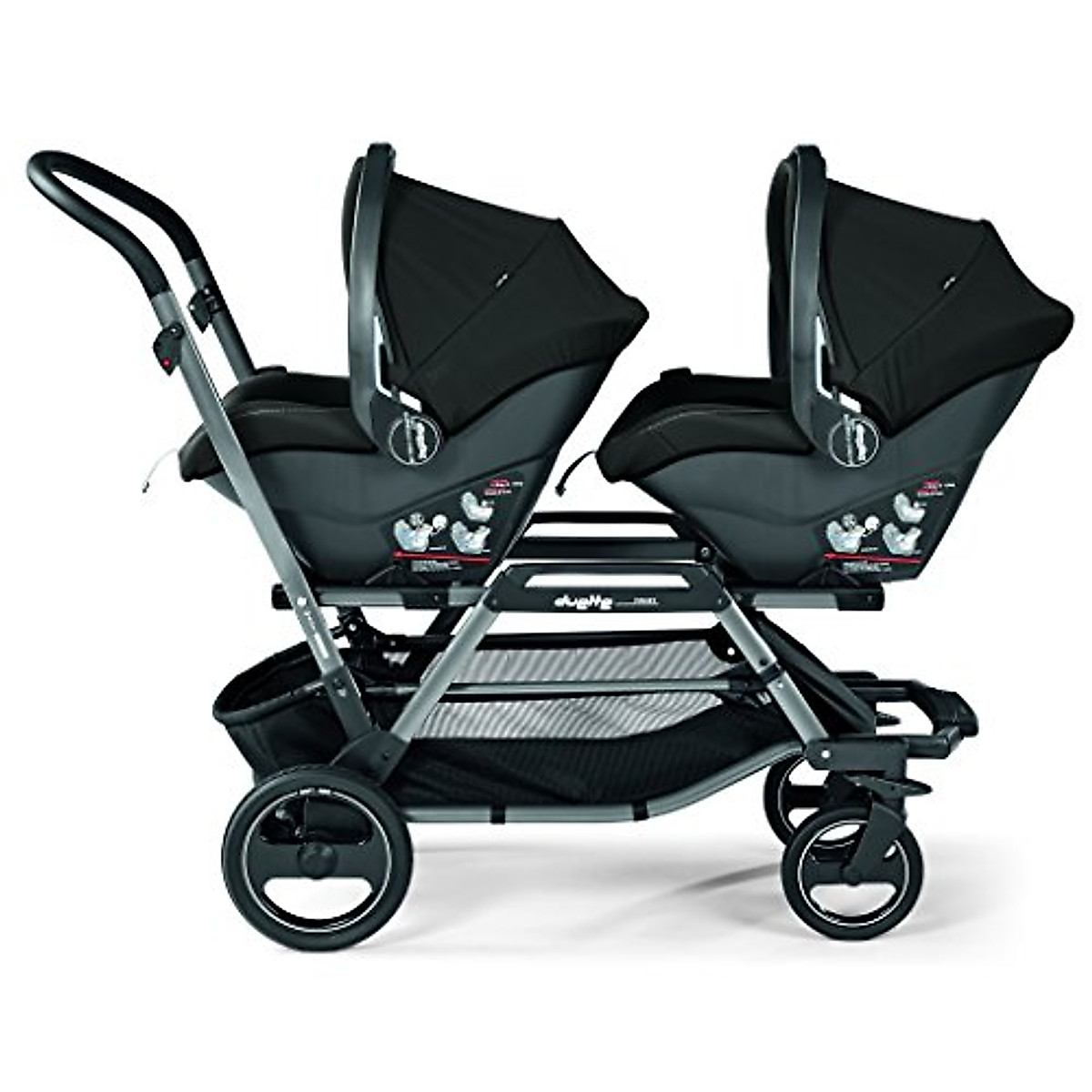 Peg Perego Duette Piroet - Double tandem Stroller - compatible with Primo Viaggio infant car seats - Made in Italy - Atmosphere (Grey)