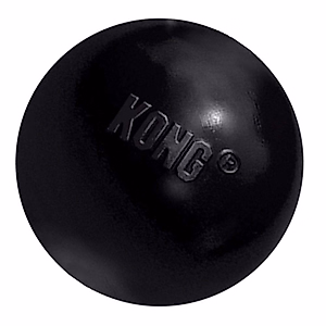 KONG Extreme Ball with Hole - Dog Fetch Toy - Durable Dog Ball Toy for Training, Interactive Playtime & More - Natural Extreme Rubber Ball for Dogs - Black - for Small Dogs