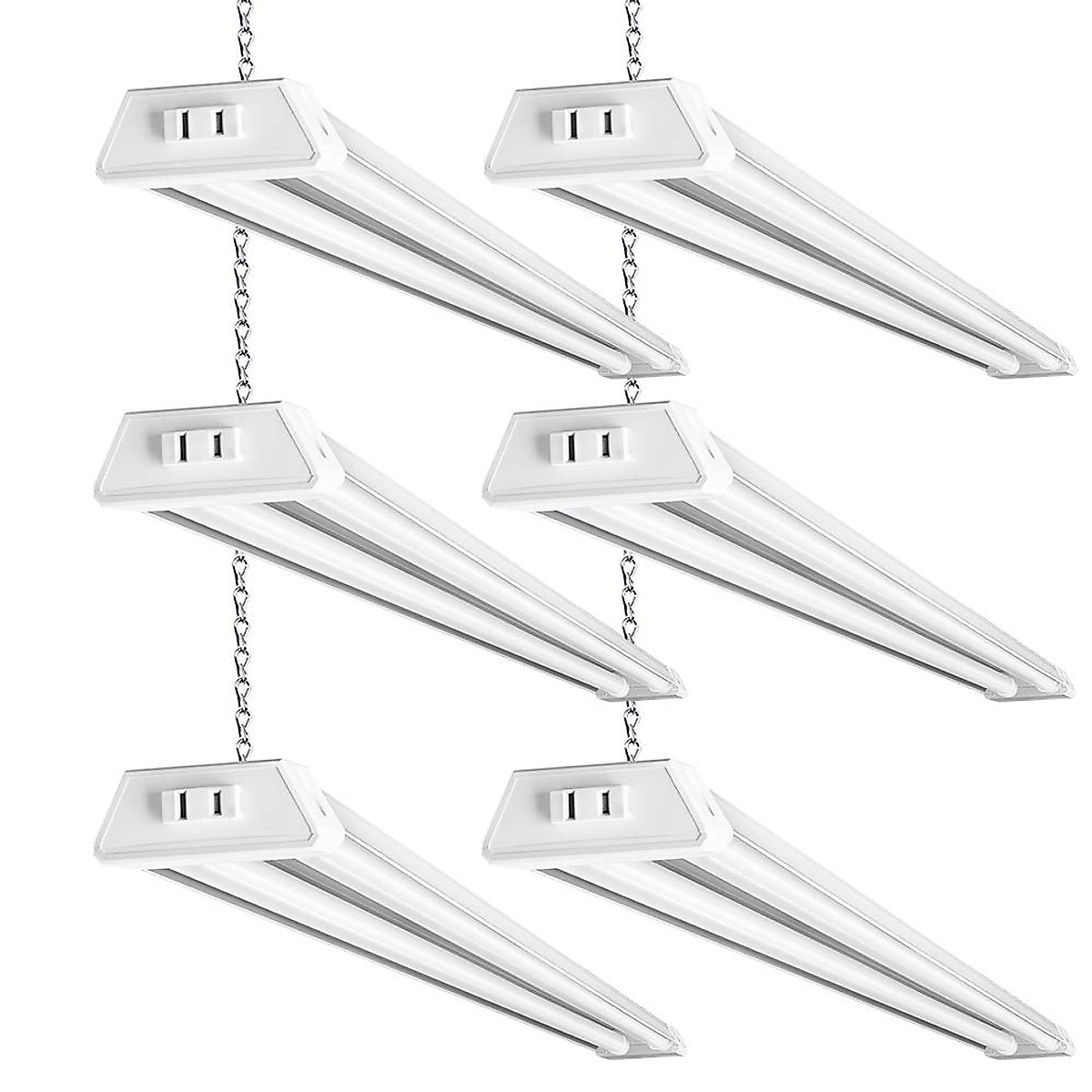 FREELICHT 6 Pack Linkable LED Utility Shop Light, 4000 LM, 4 FT, 48 Inch Integrated Fixture for Workshop, 40W Equivalent 260W, 5000K Daylight, Surface + Hanging Mount – ETL