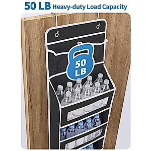 JARLINK 5-shelf Over Door Organizer Storage, Upgrade Hanging Storage with Clear Window, 50 lbs Load Storage Organizer for Bedroom, Bathroom, Nursery, Baby Kids Toys, Diapers, Pantry, Black