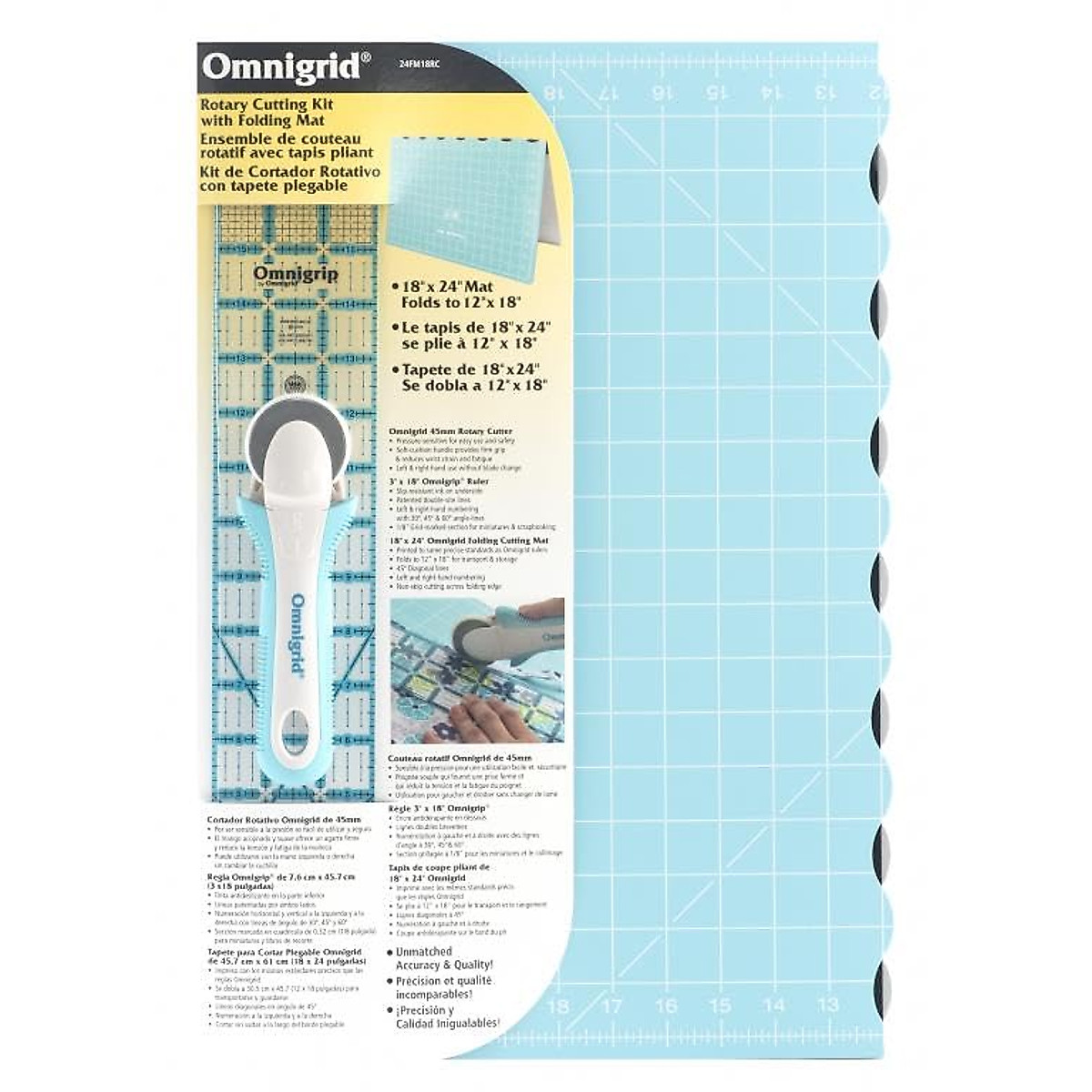 Omnigrid Folding Kit Mt/Cut/Rlr, Large, Blue