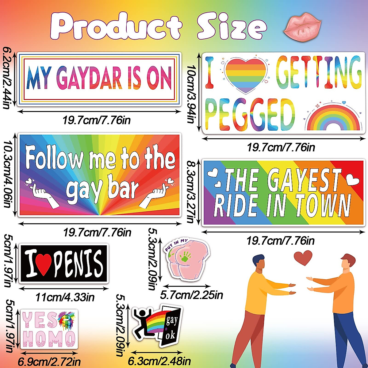 76 PCS Original Funny Gay Prank Bumper Stickers, Funny LGBT Gay Stickers for Cars Decals Motorcycle Truck Vehicles Luggage Funny Stickers for Adults Funny Bumper Stickers