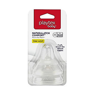 Playtex Baby NATURALATCH Comfort Nipple, Switch from Breastfeeding to Bottle, Most Like Mom Feel, Fast Flow, 2 Count
