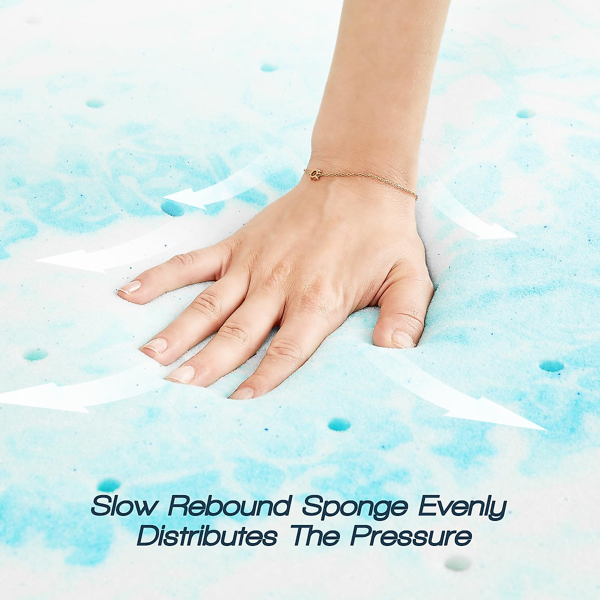 Sweetcrispy Mattress Topper Queen, Cooling Gel Infused Memory Foam Bed Toppers for Queen Size Bed, 3 Inch Thick Soft Mattress Pads for Sleeper Sofa, RV, Camper, CertiPUR-US Certified, Blue