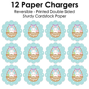 Big Dot of Happiness Spring Easter Bunny - Happy Easter Party Round Table Decorations - Paper Chargers - Place Setting For 12