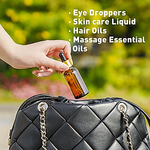 Glassfinity 50pcs 1 oz Dropper Bottles for Essential Oils with Funnel & Dropper 30ml Amber Glass Bottles with Eye Droppers Tincture Bottles, Leak Proof Travel Bottles for Liquids