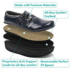 Glolily Emma II Women's 2 Strap Clog - Navy Crinkle Shine, 11 M