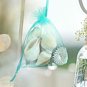 Naler 120 Pieces 2.7 x3.5 Inch Mini Sheer Drawstring Organza Bags Jewelry Sack Pouches Candy Jewelry Party Wedding Favor Gift Bags, Beige