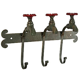 Lily's Home Vintage Rustic Wall Mount Coat and Utility Hanger, Country Farmhouse Design Crafted to Look Like Spigot Faucets and is Ideal for Any Whimsical Décor Style, Green Patina