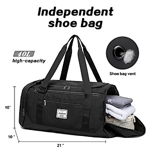 Laripwit Travel Duffle Bag for men 40L Medium Sports Gym Bag with Wet Pocket & Shoes Compartment Weekender Overnight Backpack for Traveling Duffel Bag Backpack for Women, Black